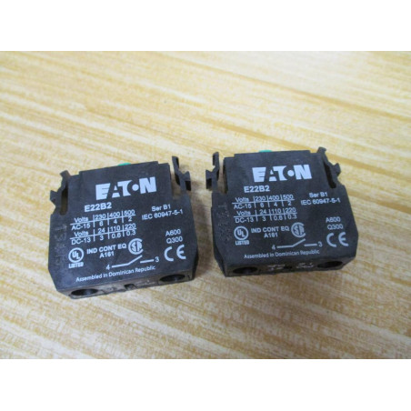 Cutler Hammer E22B2 Eaton Contact Block Ser. B1 (Pack of 2) - New No Box