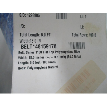 Intralox 1100-18"x5' Flat Top Belt 48159178 - New No Box