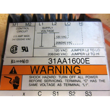 Klixon 31AA1600E Motor Protector - Used