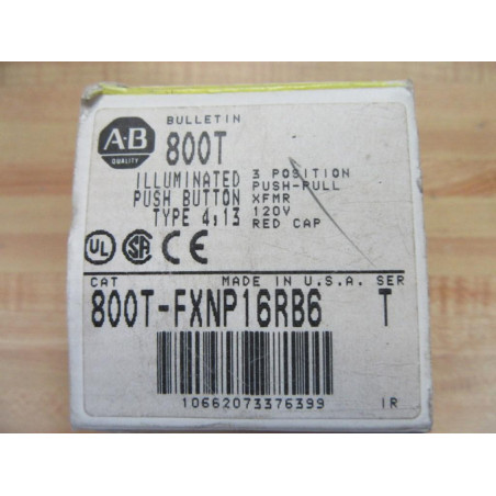 Allen Bradley 800T-FXNP16RB6 Push Pull Switch
