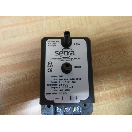 Setra 2641001WD11T1F Pressure Transducer Model 264 - New No Box