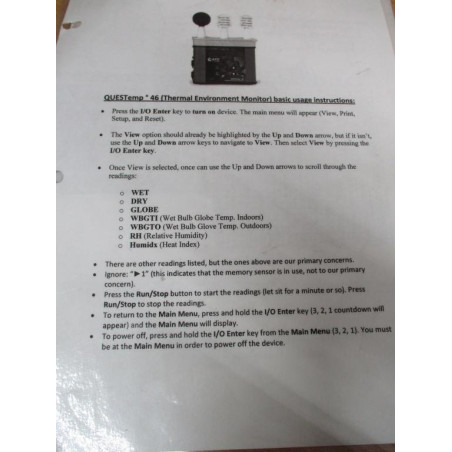3M Quest Technologies QUESTemp°46 Thermal Environment Monitor - Used