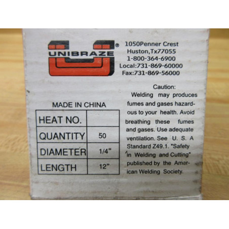 Unibraze N6420000008 Copper Gouging Electrode Rod 14" By 12" (Pack of 50)