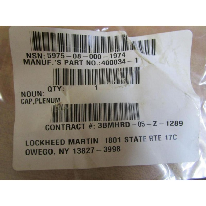 Lockheed Martin 35CY9-400034-1 Cap, Plenum 400034-1 - Mara Industrial Lockheed Martin 35CY9-400034-1 Cap, Plenum 400034-1 - Mara Industrial